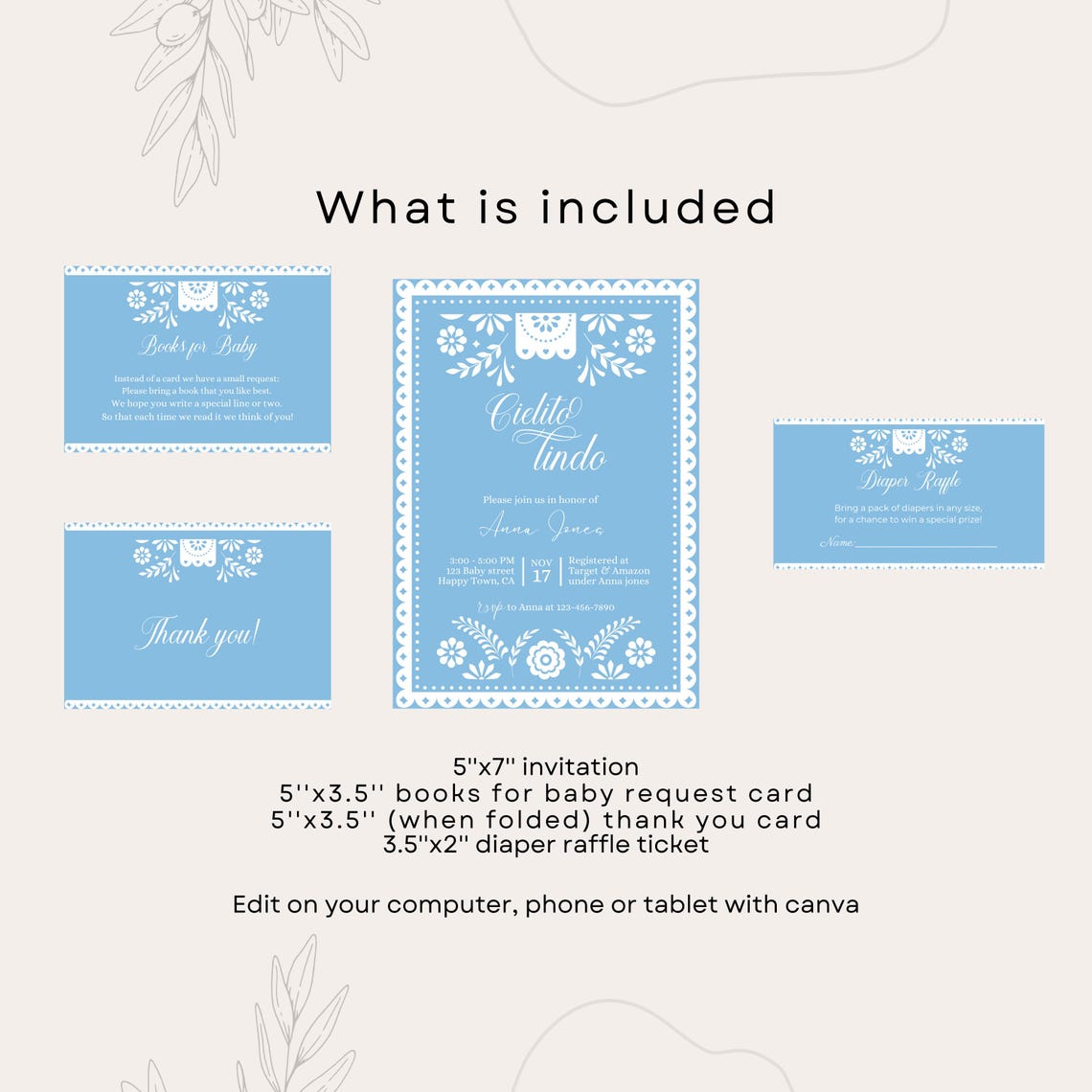 Blue Cielito Lindo Baby Shower Bundle, Cielito Lindo Bundle, Baby ...