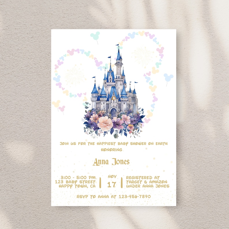 Disney Themed Baby Shower Invitation, Princess Baby Shower Invitation ...