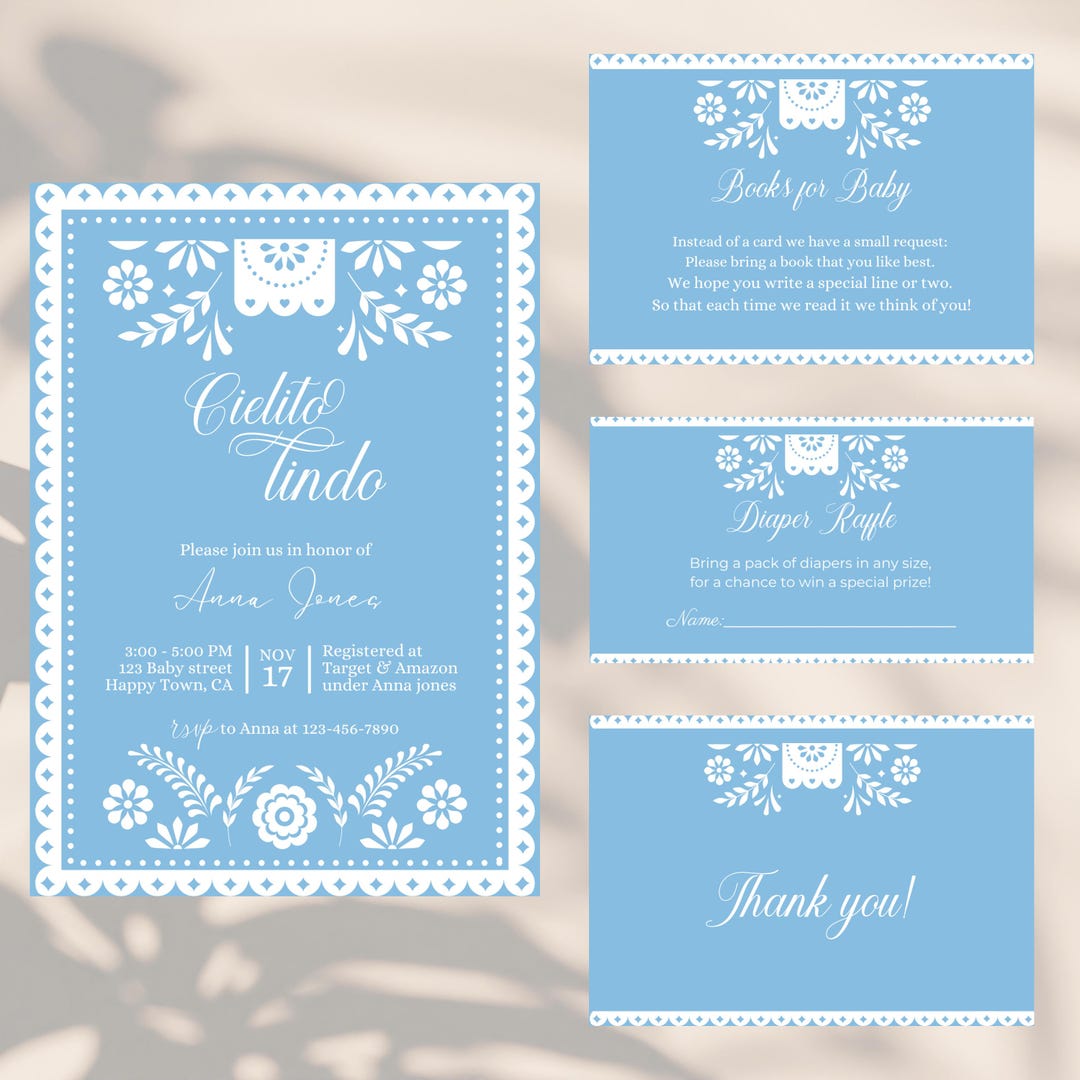 Blue Cielito Lindo Baby Shower Bundle, Cielito Lindo Bundle, Baby ...