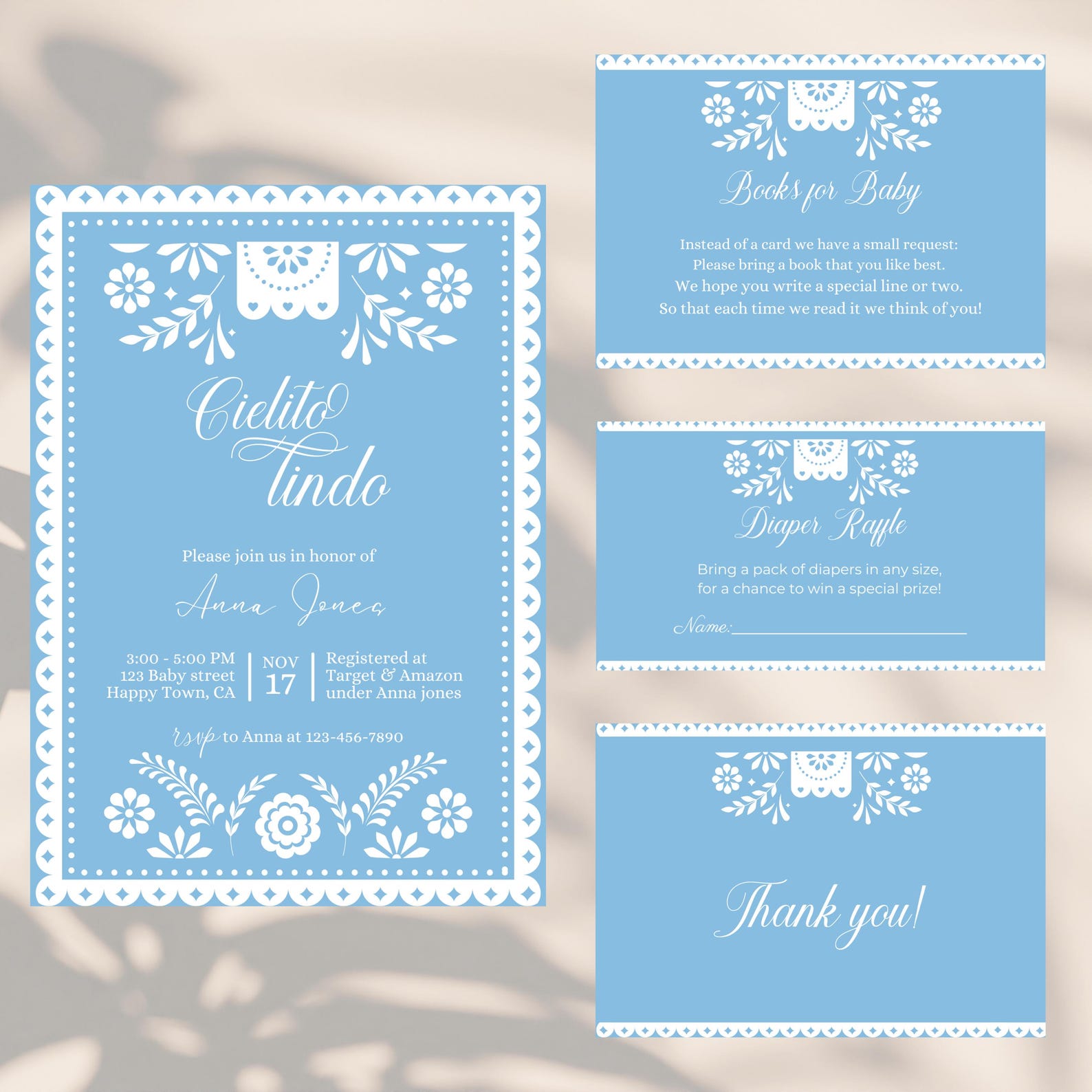 Blue Cielito Lindo Baby Shower Bundle, Cielito Lindo Bundle, Baby ...