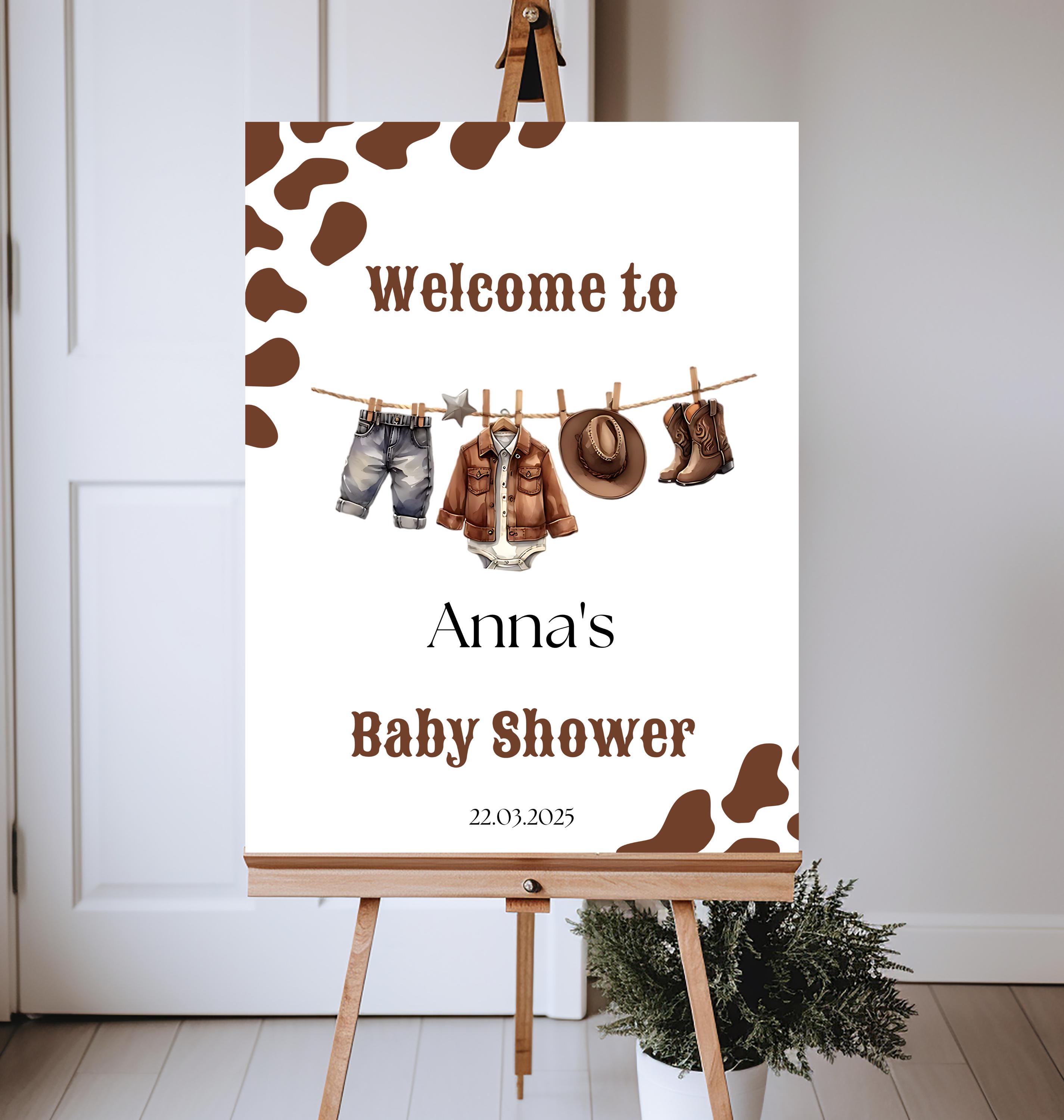 Cowbow Baby Shower Welcome Sign, Cowboy Baby Shower, Welcome Sign Baby ...