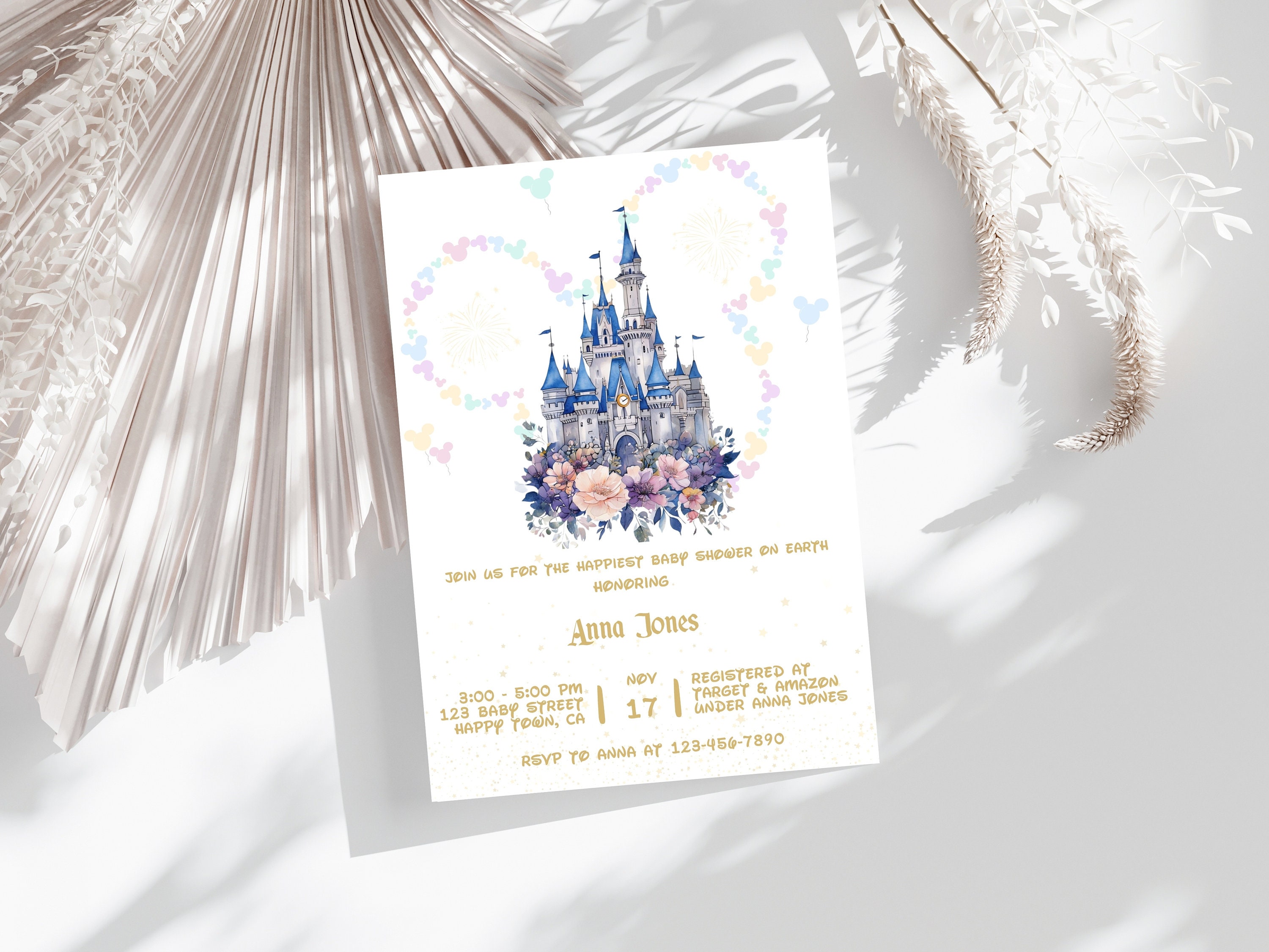 Disney Themed Baby Shower Invitation, Princess Baby Shower Invitation ...