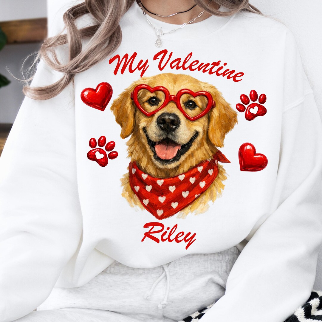 Valentine Golden Retriever Sweatshirt Custom Golden Mom Gift Valentine ...
