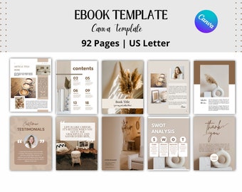 Ebook Template Canva | Pink Ebook Canva Template | Course Guide Book ...