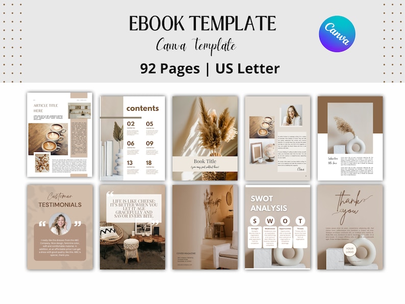 Canva Ebook Template | Minimalist Ebook Template | Course Guide Book ...