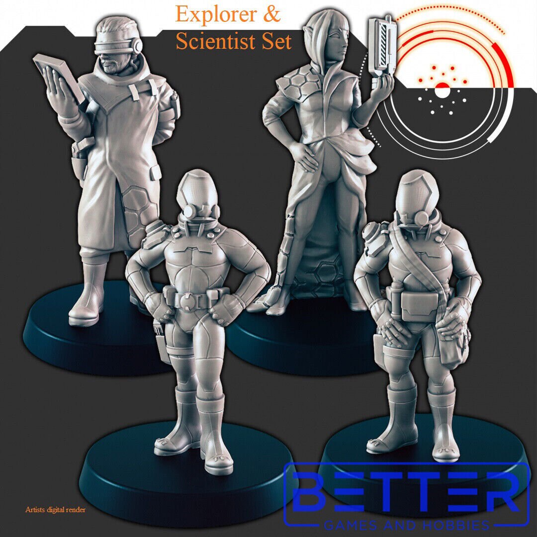 Explorers & Scientists, 3d Printed Sci Fi RPG Miniatures (28mm) for ...