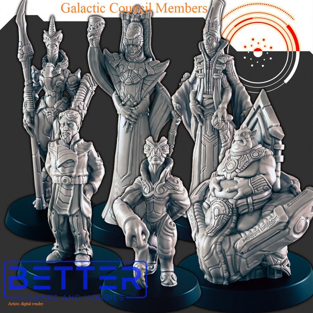 Galactic Council, 3d Printed Sci Fi RPG Miniatures 28mm for Star Wars ...