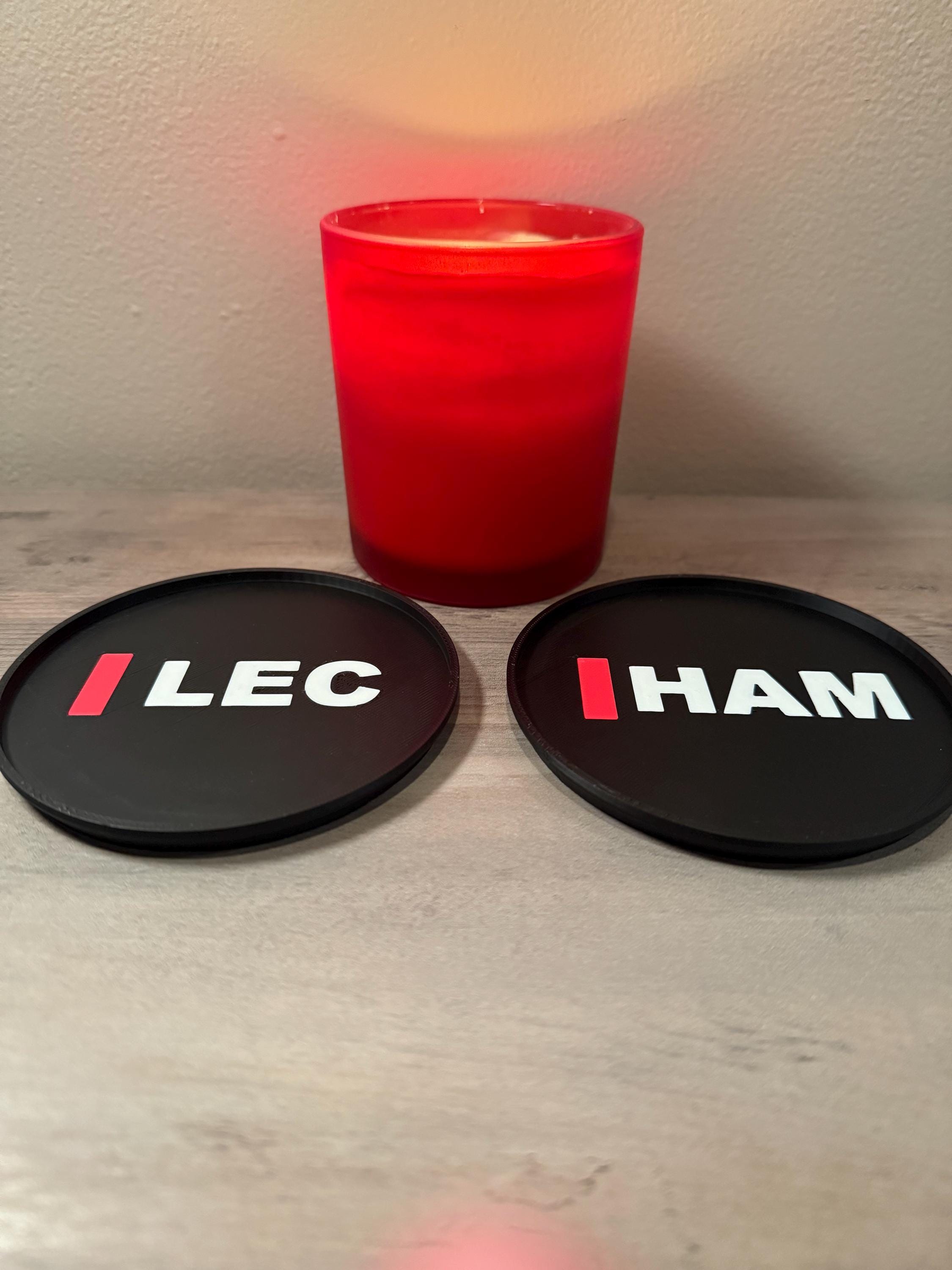 Ferrari F1 Coaster Set – Set of 2 Drink Coasters for Fans, LEC & HAM ...