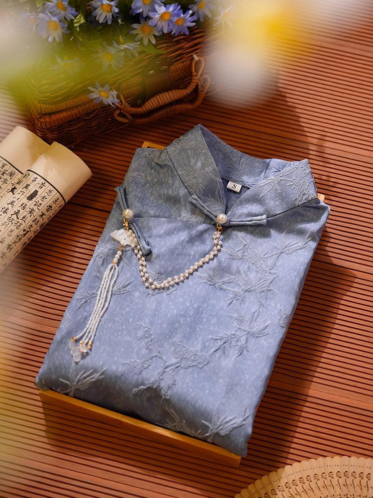 Blue Modern Qipao Dress, Prom Dress, One-piece Full Open Front Dress ...