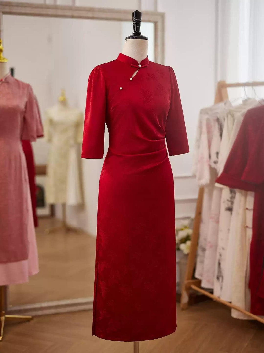 Elegant Wine Red Qipao | Simple Traditional Chinese Wedding & Tea ...