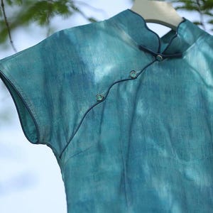 Light Blue Cheongsam Summer Chinese Qipao - Etsy