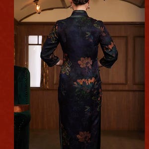Mulberry Silk Qipao Dress: Floral Cheongsam With Mandarin Collar - Etsy