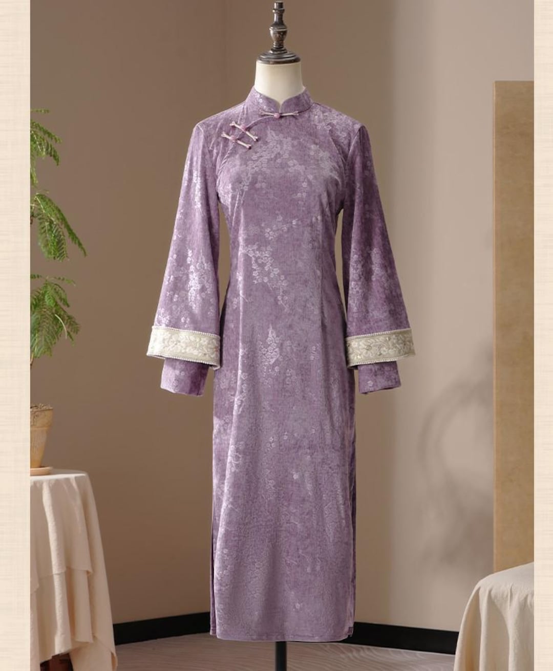 Purple Fall Chinese Qipao Dress Cheongsam Traditional Chinese Chipao ...
