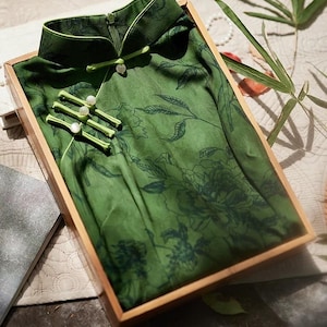 Green Sleeveless Cheongsam, Summer Chinese Qipao, Floral Pattern Daily ...