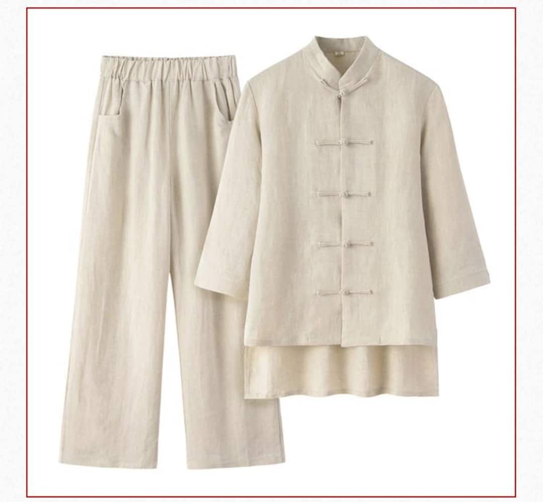 Linen Qipao Set: Women's Chinese Style Shirt and Pants - Etsy
