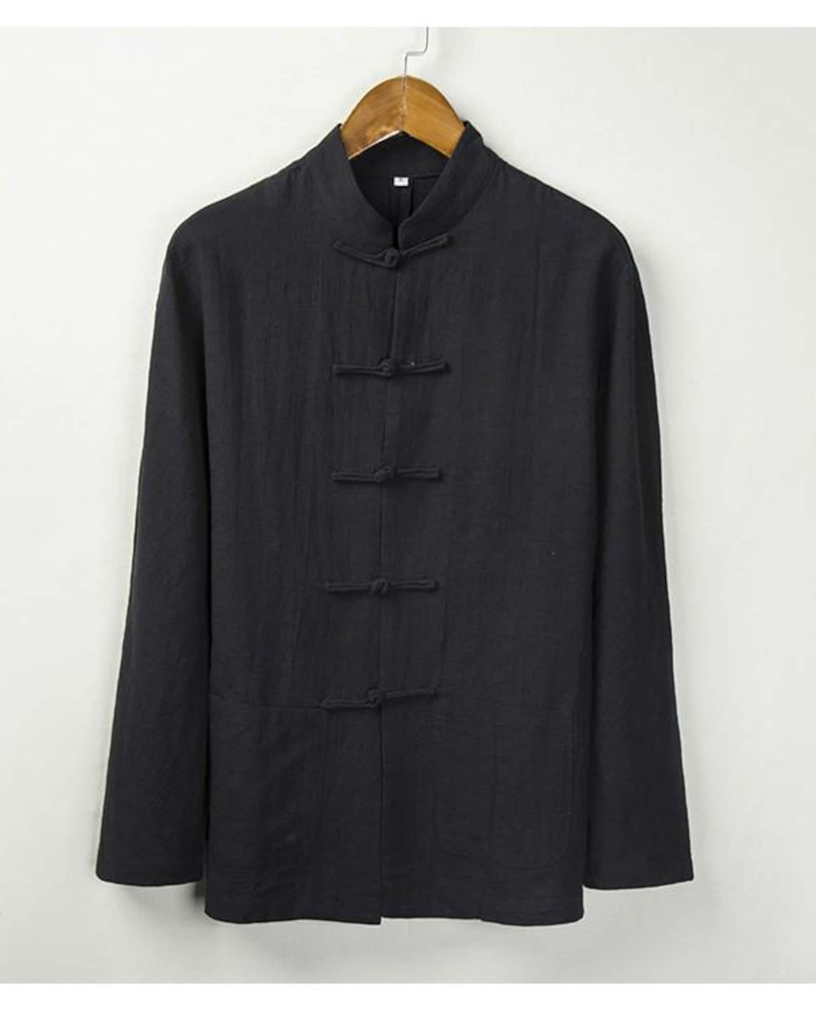 Traditional Chinese Tang Suit Shirt: Mens Breathable Linen Cotton Shirt ...
