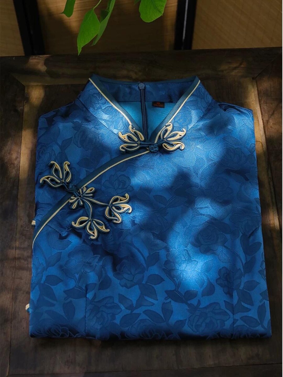 Blue Cheongsam, Summer Chinese Qipao, Blue Long Length Daily Wear Party ...