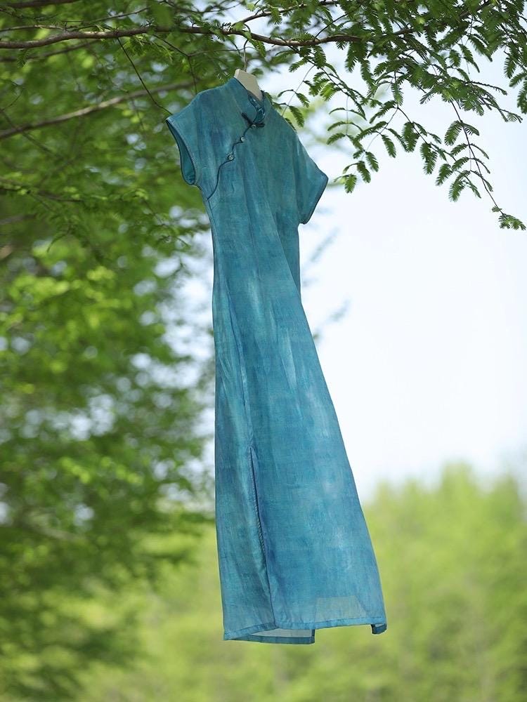 Light Blue Cheongsam Summer Chinese Qipao - Etsy