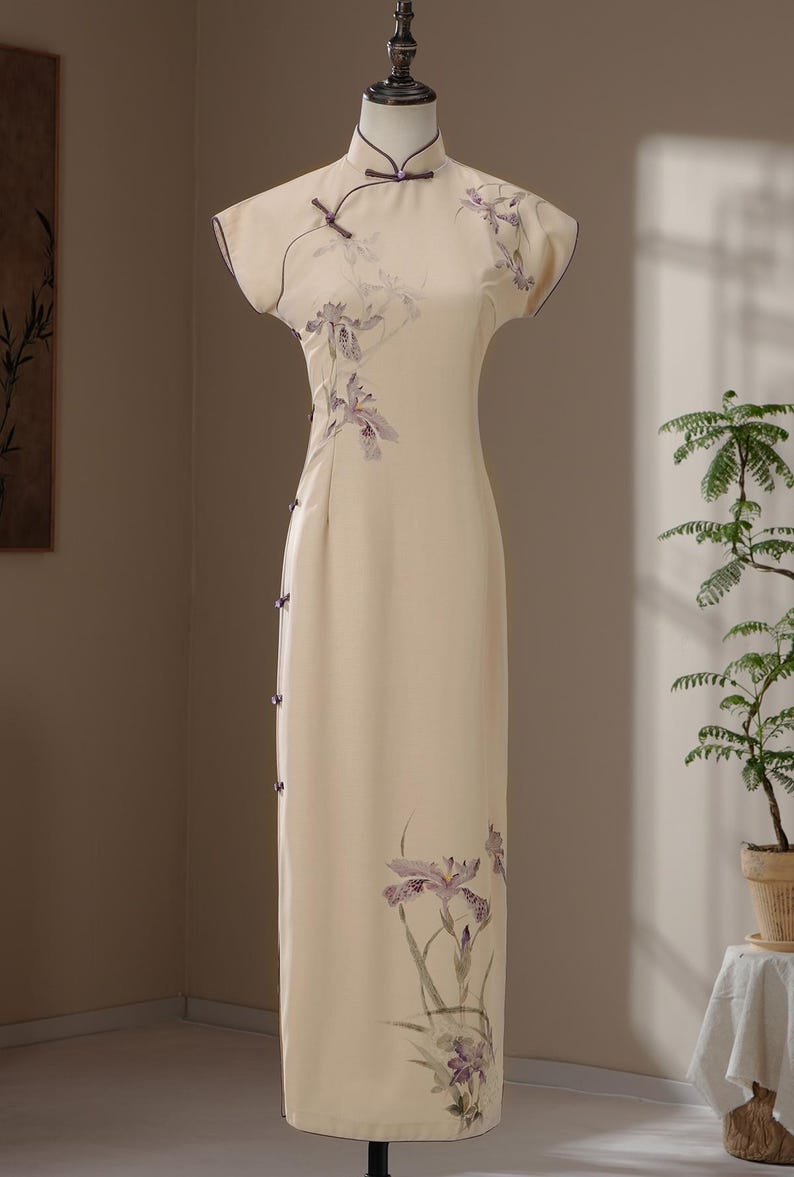 Floral Qipao Dress: Modern Cheongsam, Engagement Evening Gown - Etsy