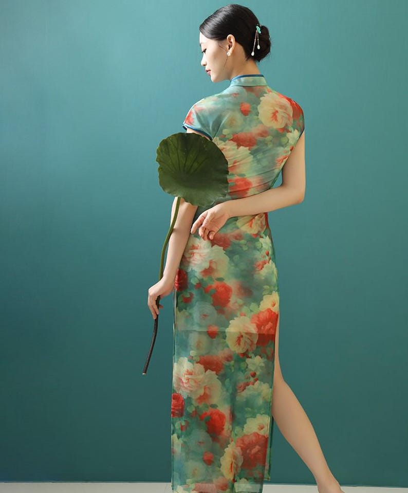 Traditional Chinese Dance Costume, Stage Performance Cheongsam, Flowy ...