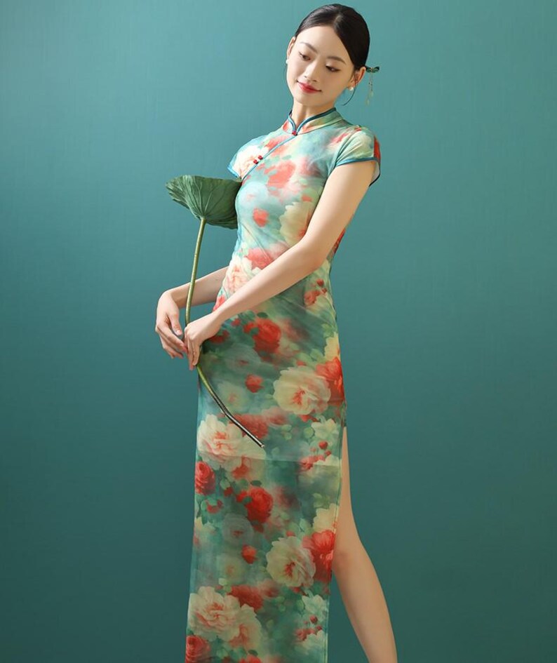 Traditional Chinese Dance Costume, Stage Performance Cheongsam, Flowy ...
