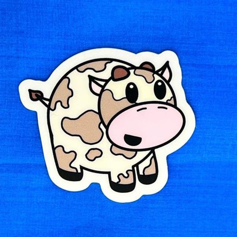 Happy Cow Sticker Cute Cow Decal Water Bottle Sticker Laptop Sticker ...