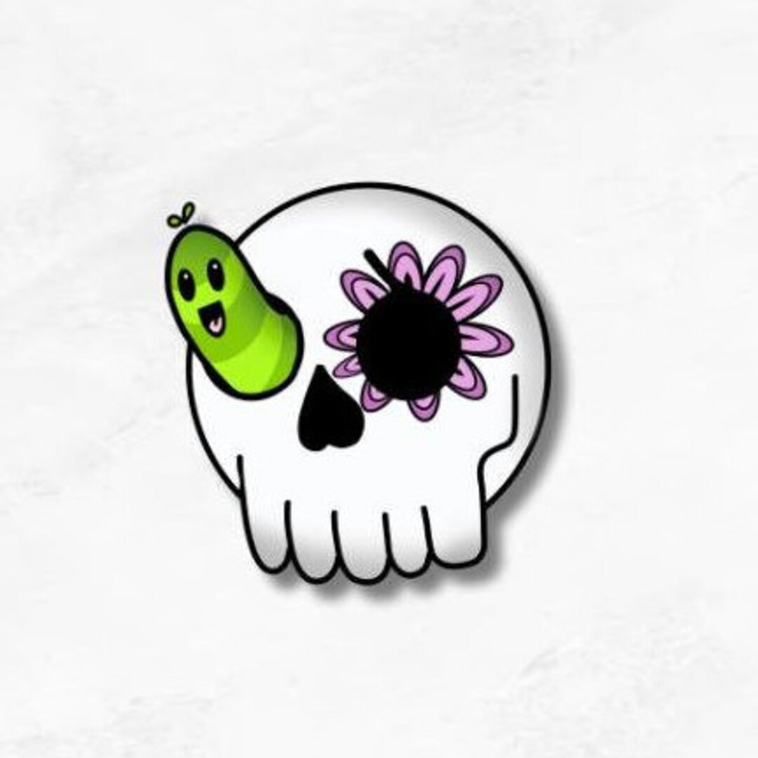 Cartoon Skull Sticker | Cute Bug Sticker | Decal | Water Bottle Sticker ...