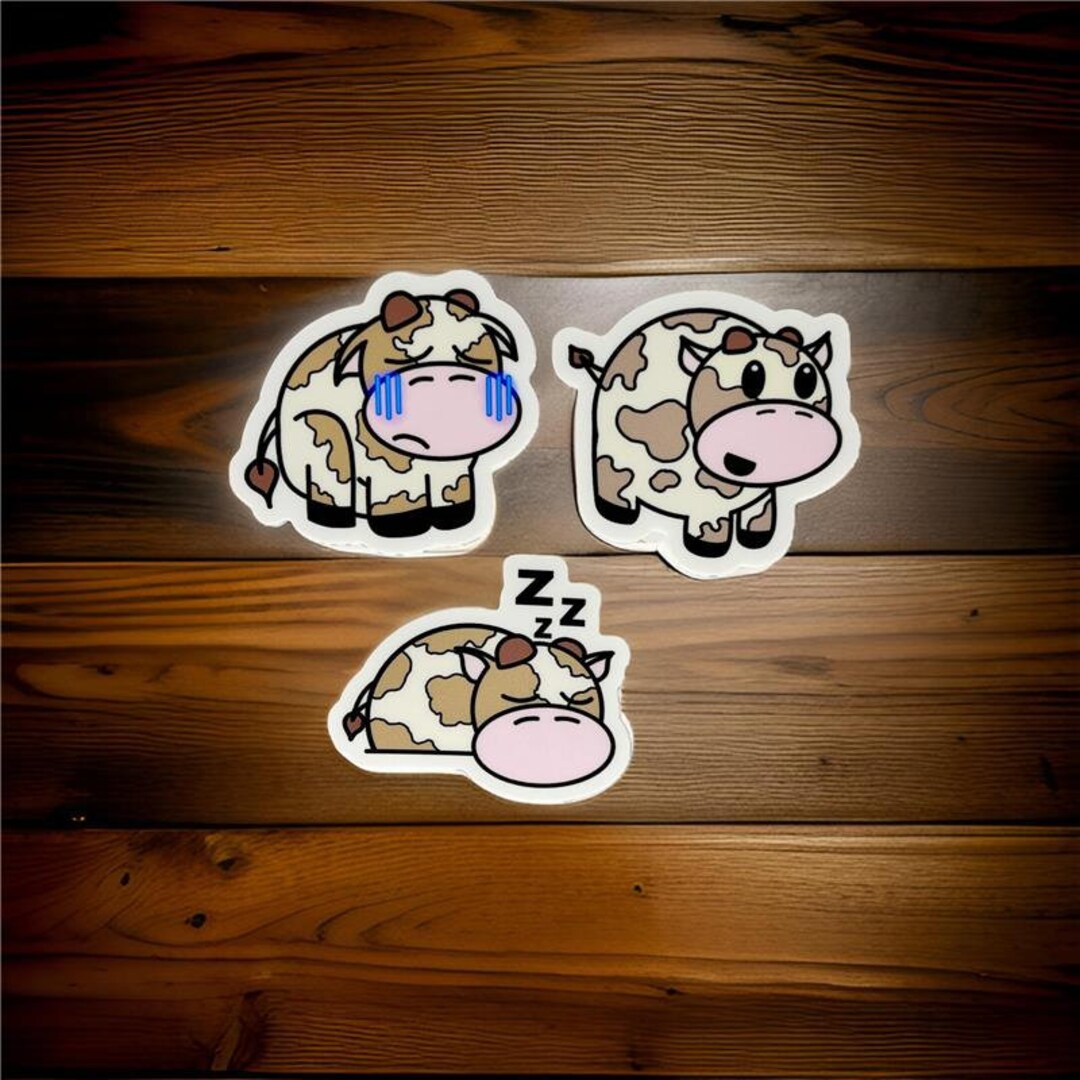 Cow Stickers | Happy Cow Sticker | Sad Cow Sticker | Sleepy Cow Sticker ...