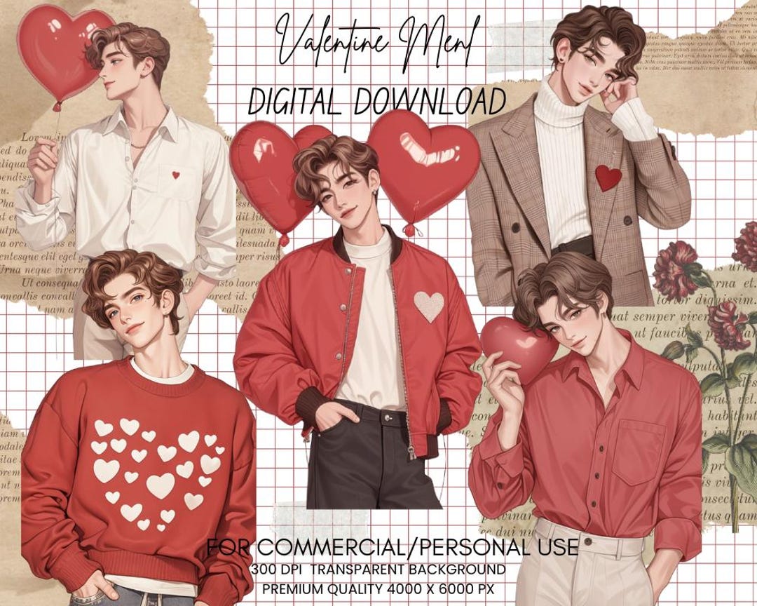 Valentine Men Clipart Bundle - Valentines Day Clip Art,men in Suit ...