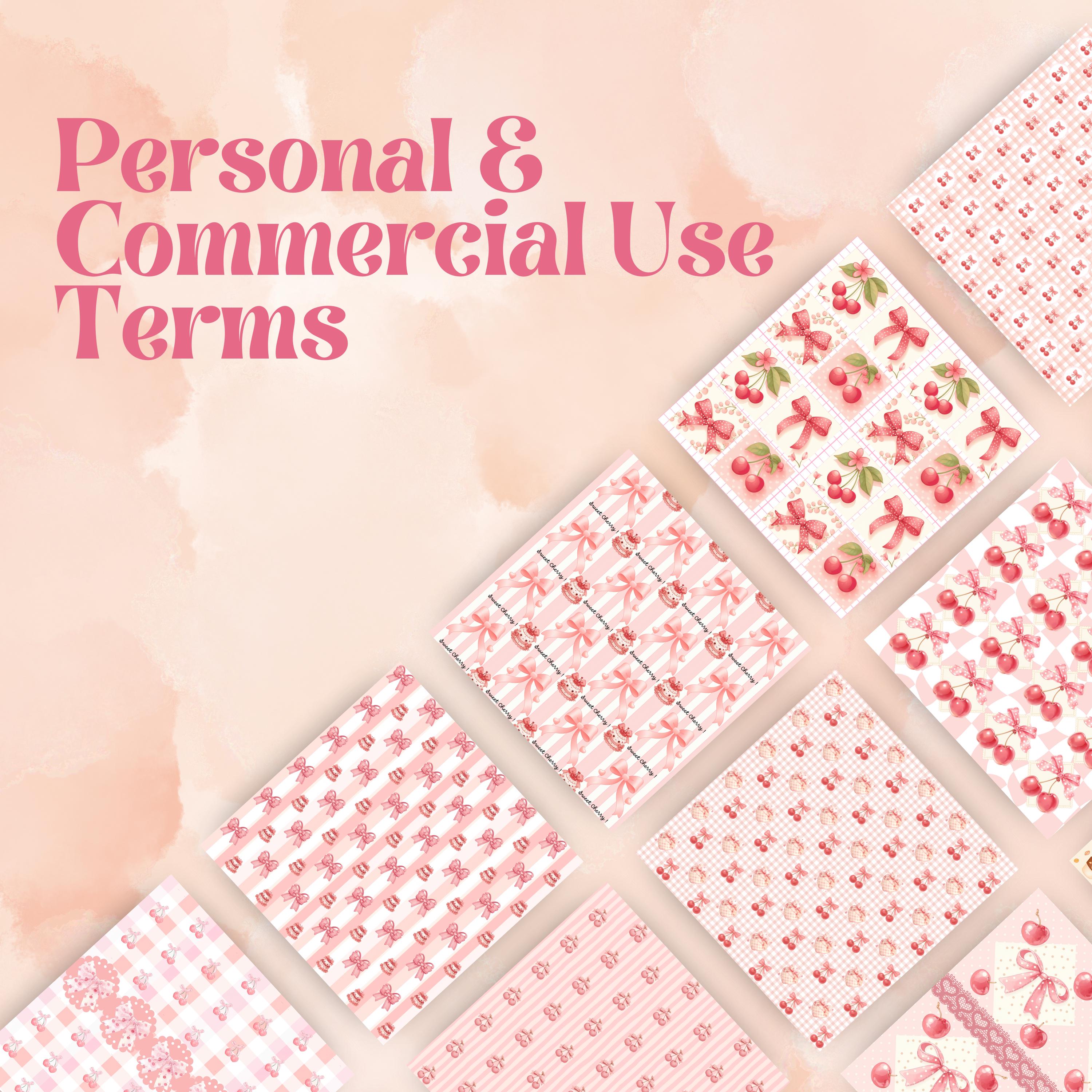 Pink Coquette Cherry Digital Paper Bundle: Seamless Patterns (12x12 ...