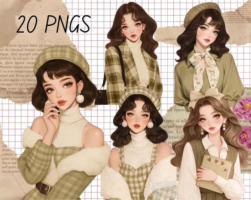 Watercolor Winter Girls Clipart Bundle: Sweater Weather PNG Images ...