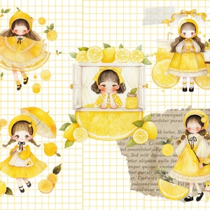 Watercolor Lemon Girls Png Bundle - Summer Girls Cliparts,ai Generated ...