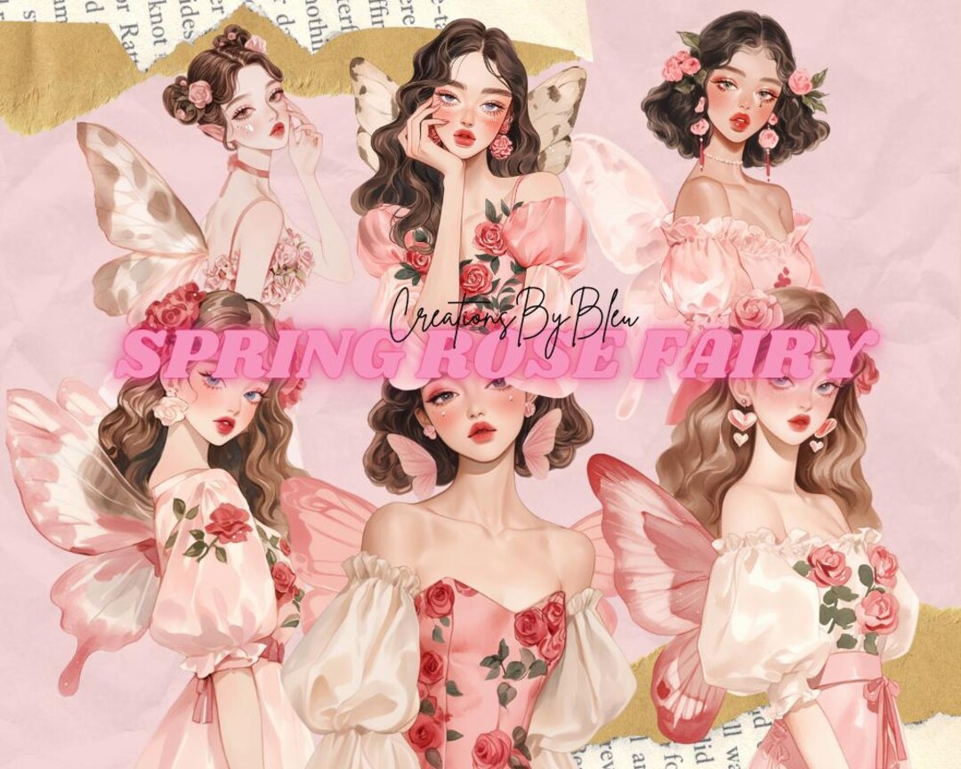 Spring Fairies Clipart Bundle: Rose Fae Graphics (PNG, Digital Download ...