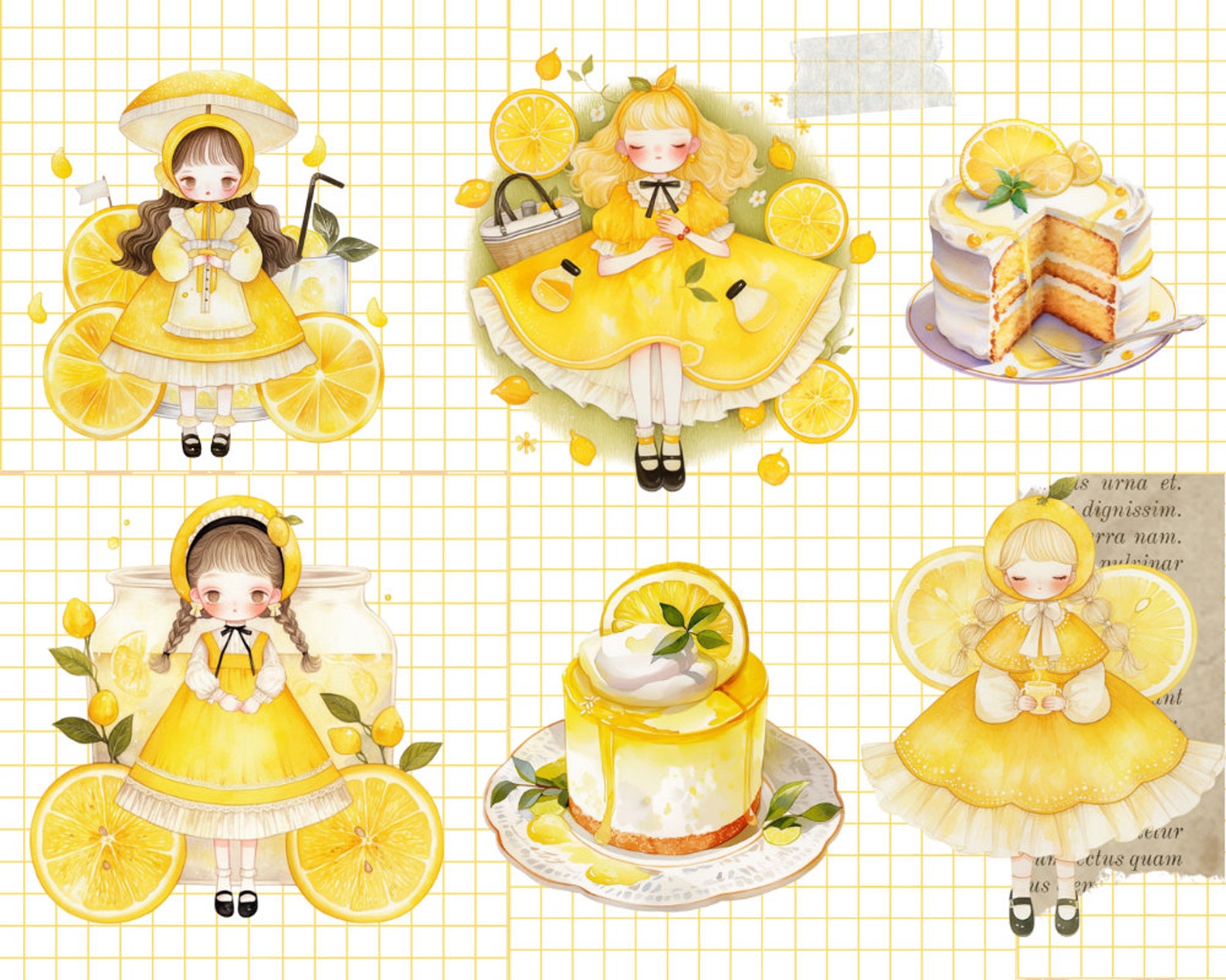 Watercolor Lemon Girls Png Bundle - Summer Girls Cliparts,ai Generated ...