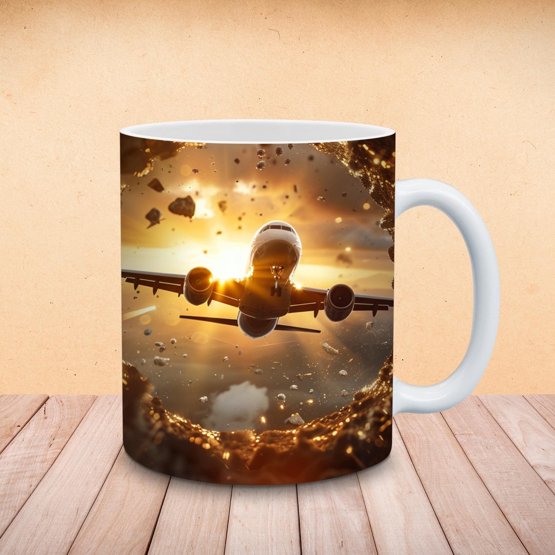 Airplane Through Portal Mug PNG, Aviation Sublimation Design, 11oz Mug ...