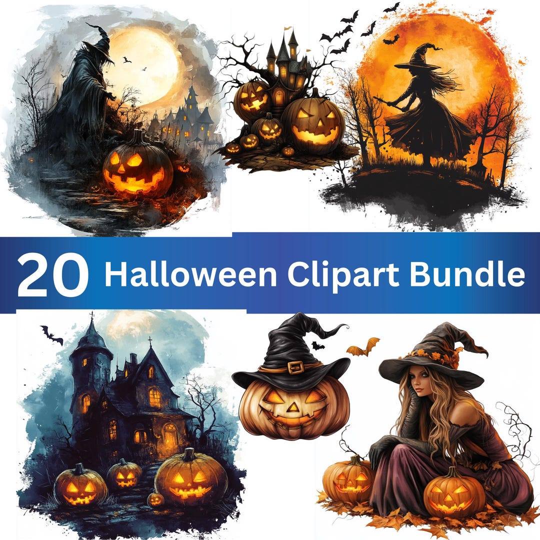 Halloween Clipart Bundle Clipart PNG/JPG, Halloween Decoration ...