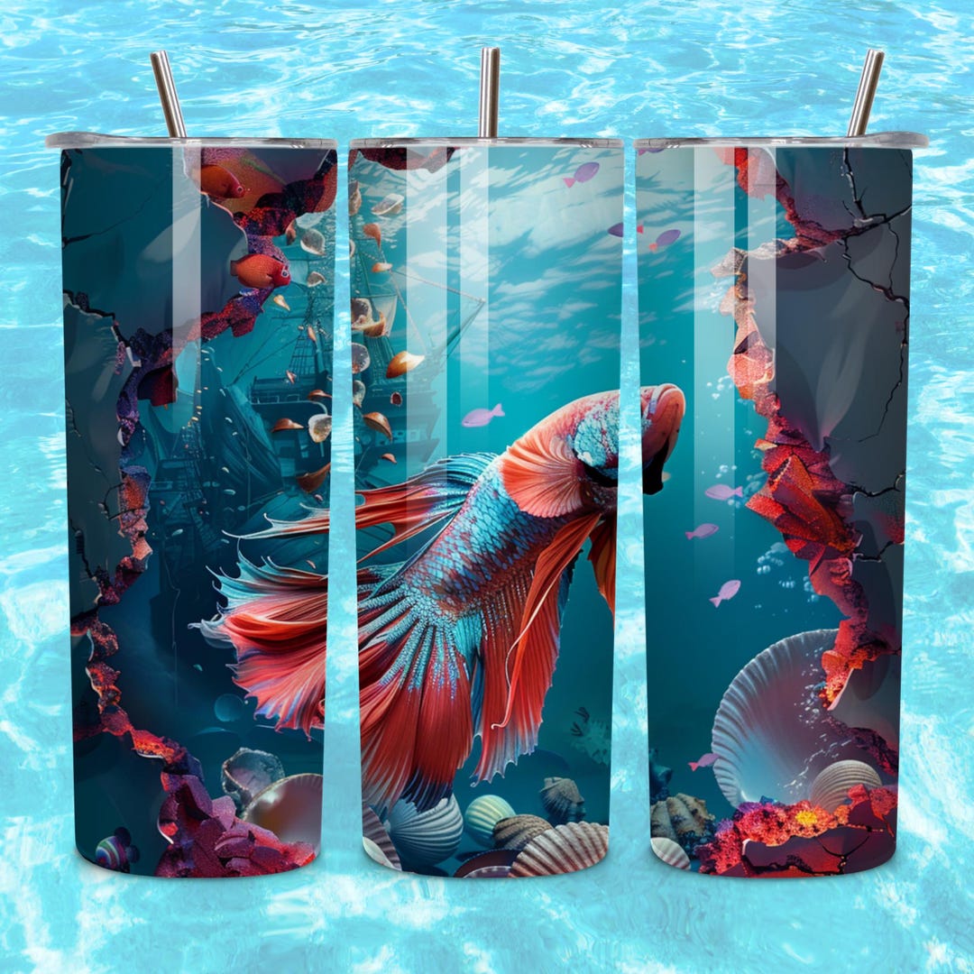 3D Betta Fish Tumbler Design: 20oz Skinny Wrap (digital Download) - Etsy