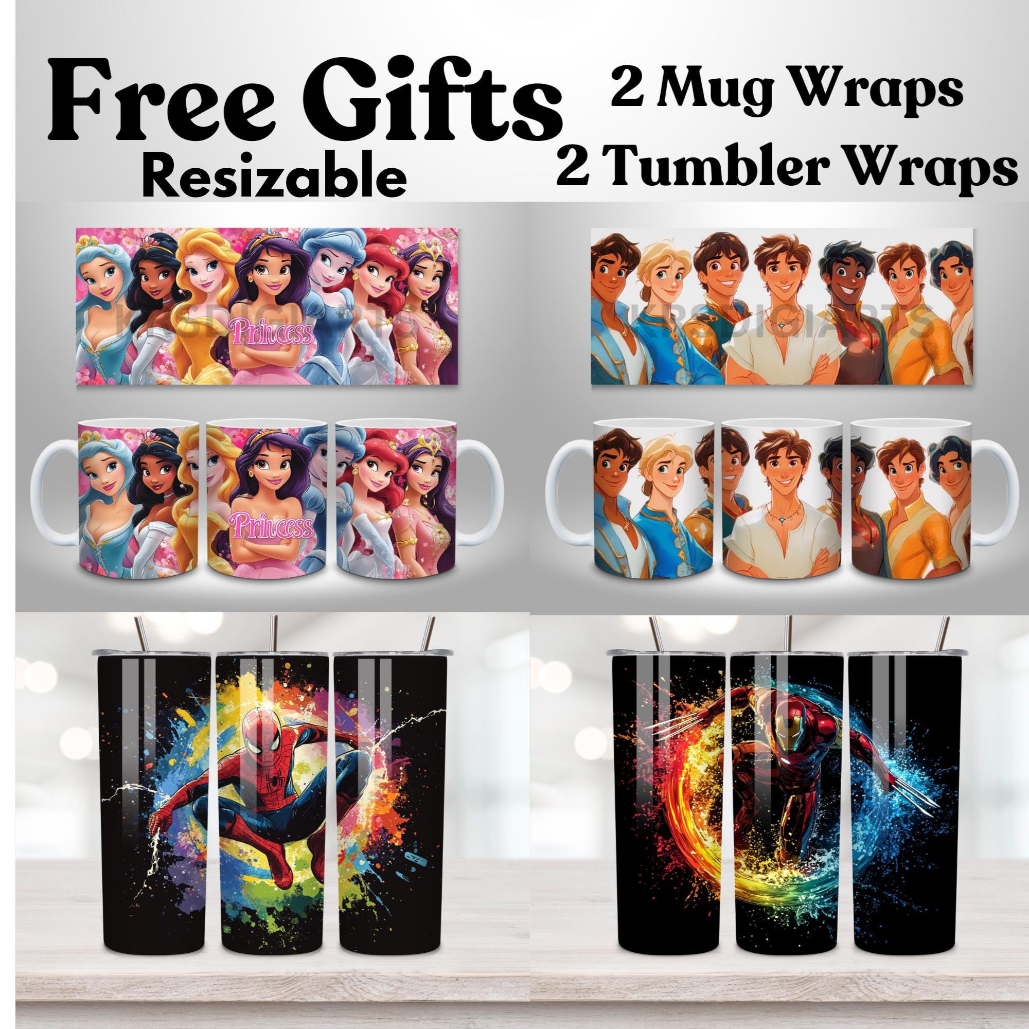 Cartoon Character Tumbler Sublimation Design, 20 Oz Skinny Tumbler ...