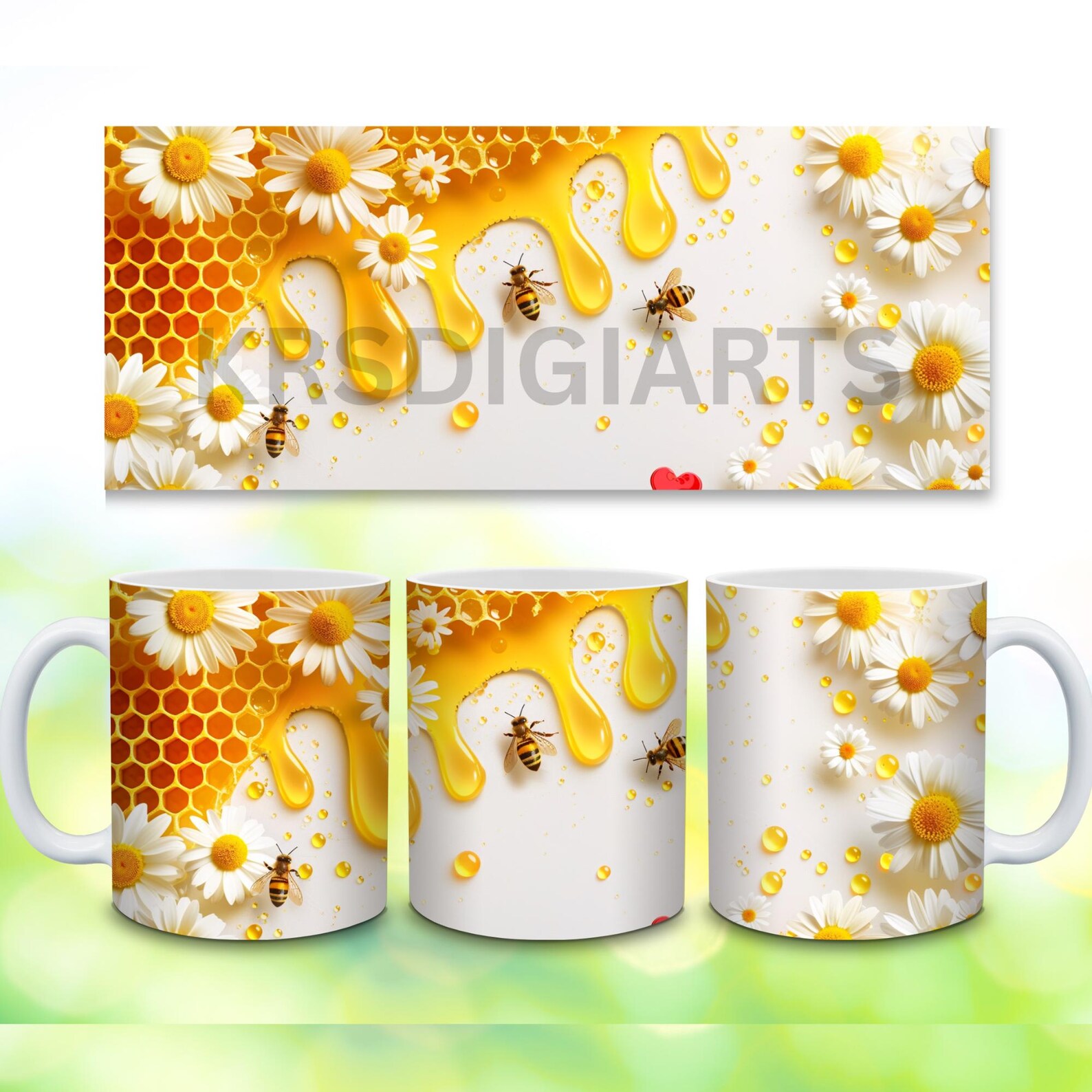 3D Honey and Bees Mug Wrap Sublimation Template PNG Digital Download - Etsy