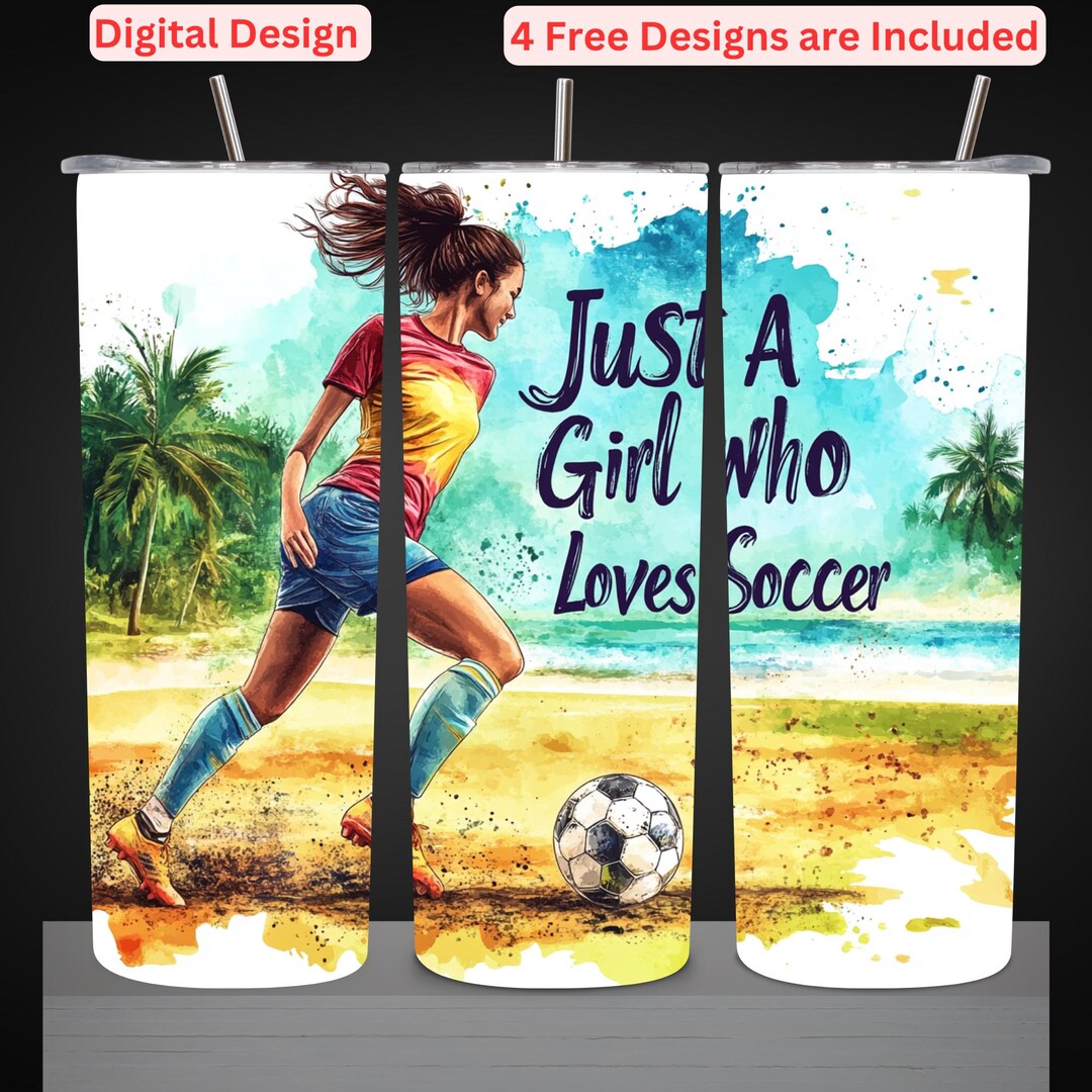 Soccer Girl Tumbler Wrap 20oz Skinny Soccer Lover Sublimation Design ...