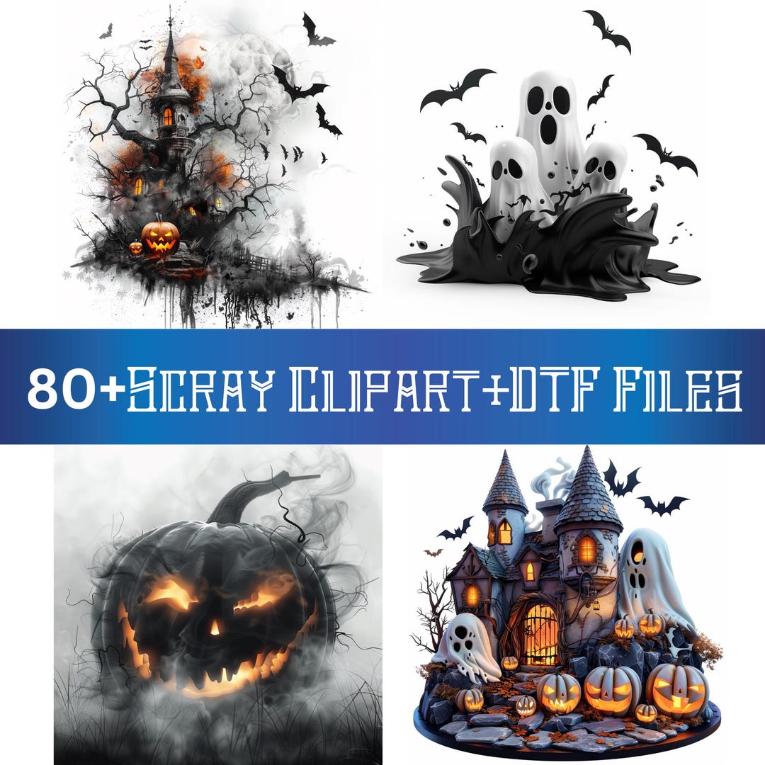 Happy Halloween Clipart 80+ PNG Graphics, Spooky Vibes, Witch, Ghost ...