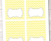 Items similar to Yellow Chevron and Gray Buffet Card Printable Labels ...