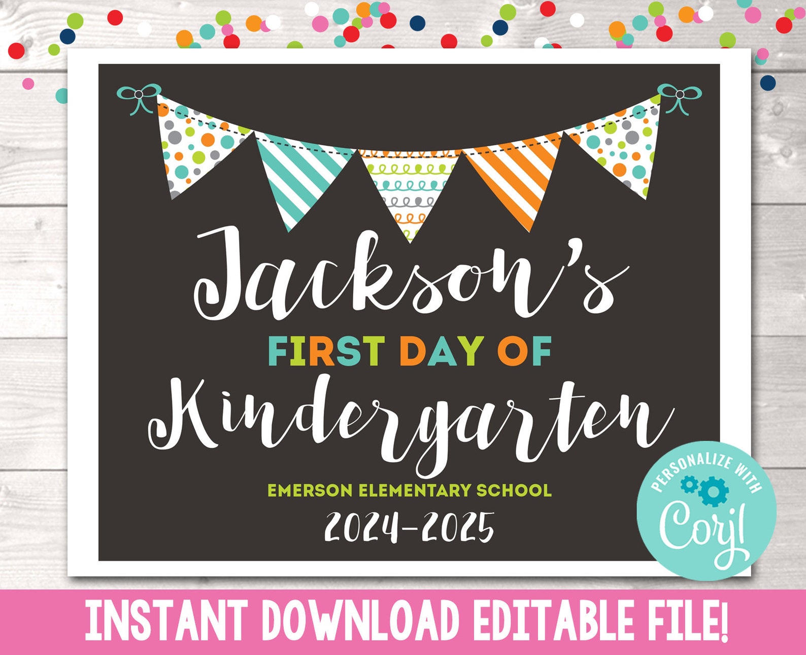 Boys First Day of School Printable Sign Editable Boys 1st Day - Etsy
