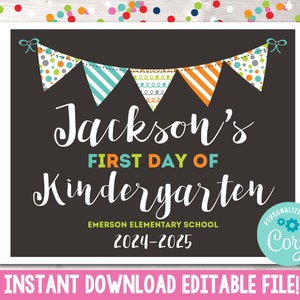 Boys First Day of School Printable Sign, Editable Boys 1st Day of ...