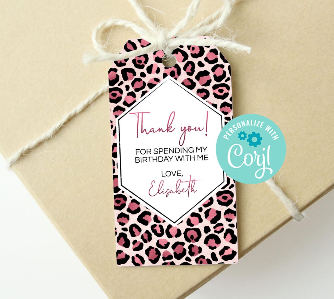 Editable Pink Leopard Party Favor Tag, Printable Leopard Print Birthday ...