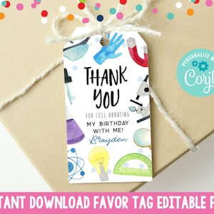 Science Birthday Favor Tag: Editable Lab Theme (digital Download) - Etsy