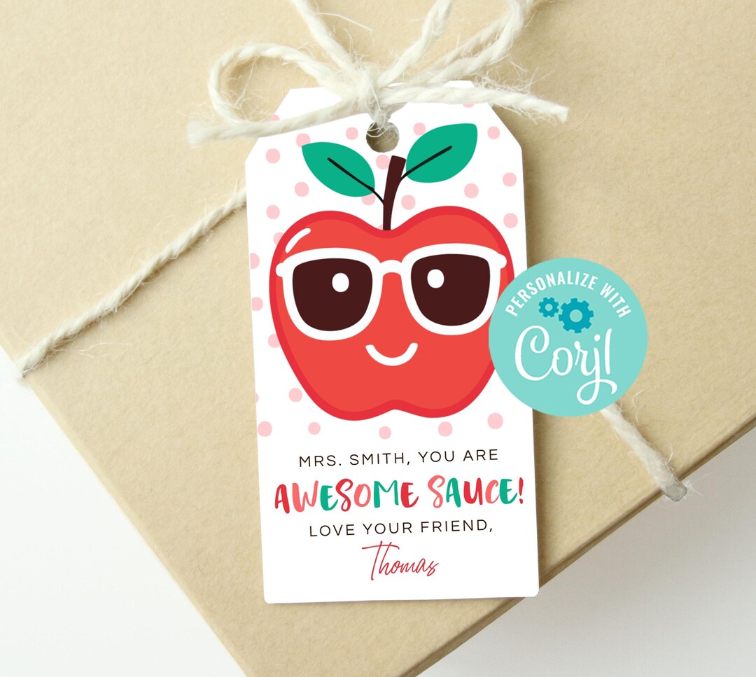 Editable Teacher Appreciation Gift Tags: Apple Design (instant Download ...