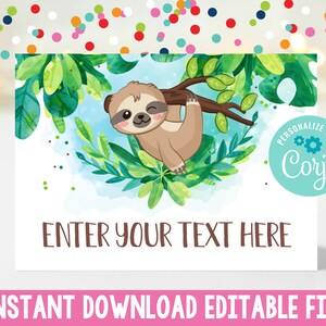 Instant Download Sloth Buffet Cards Printable Sloth Birthday - Etsy