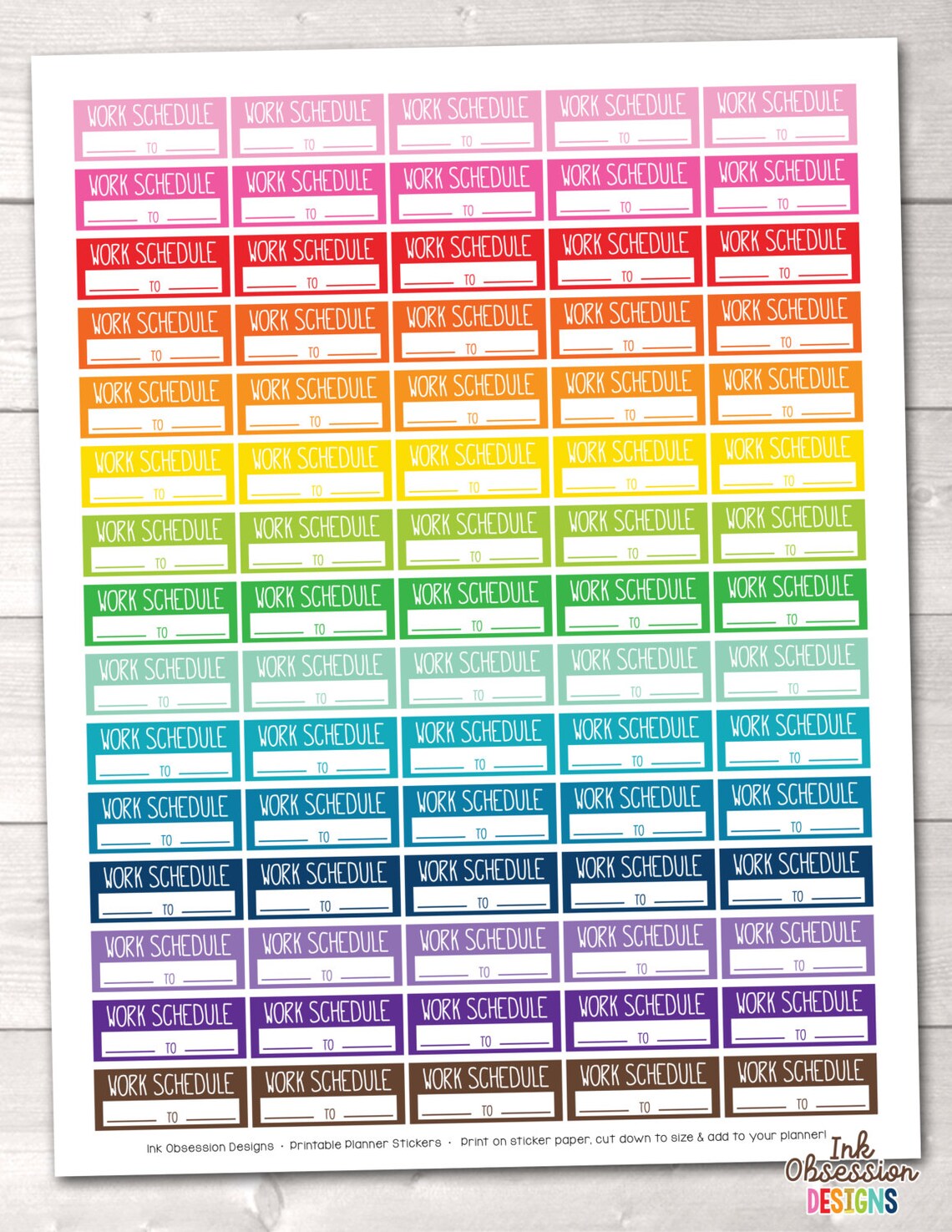 Work Schedule Printable Planner Stickers / Instant Download | Etsy