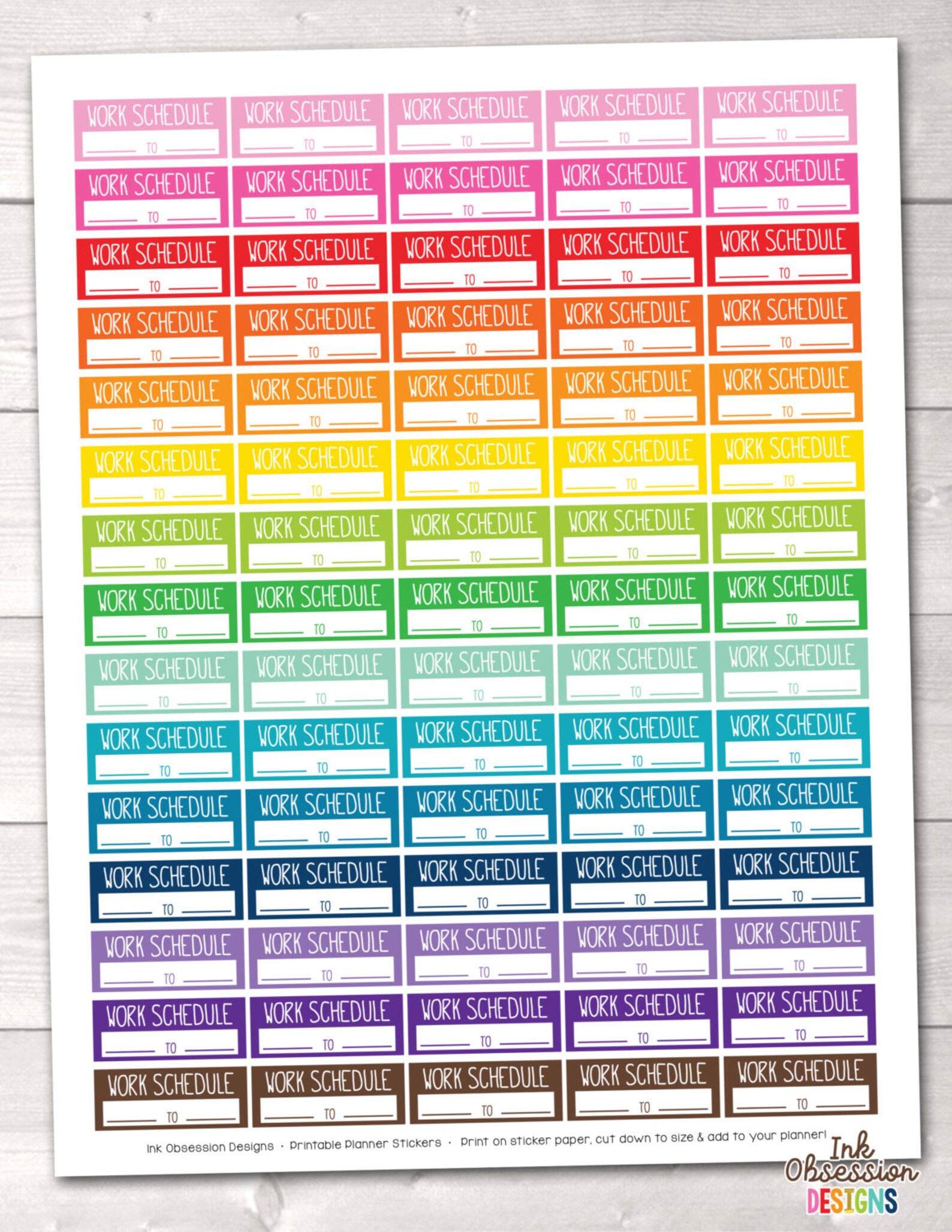 Work Schedule Printable Planner Stickers / Instant Download | Etsy